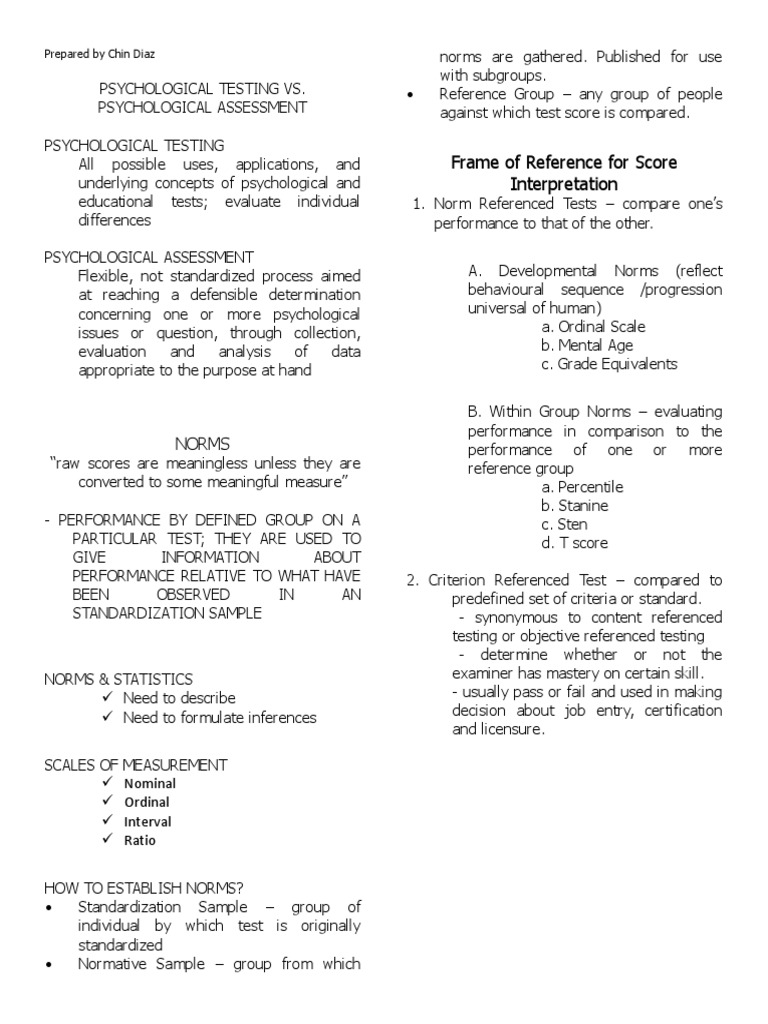 3 Psych Assessment and Norms | PDF | Level Of Measurement | Psychology
