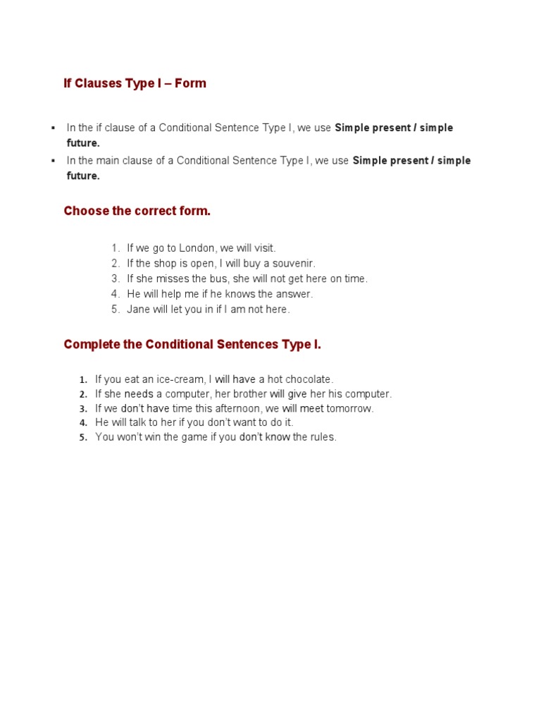Conditionals Zero and First Exercise 3 | PDF