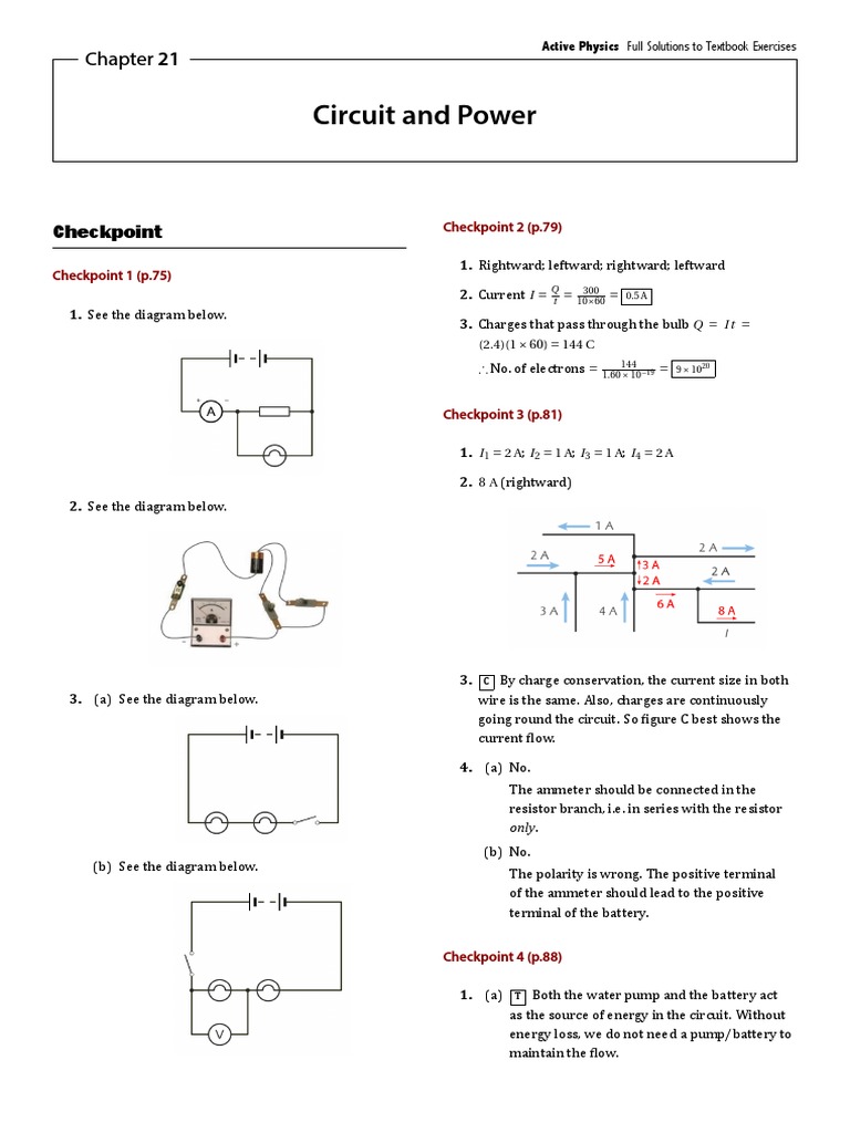 Circuit and Power: Checkpoint 2 (p.79) | PDF | Series And Parallel ...