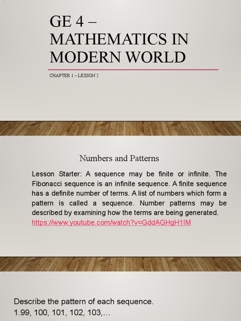 CHAPTER I L2 Numbers and Patterns | PDF | Sequence | Numbers