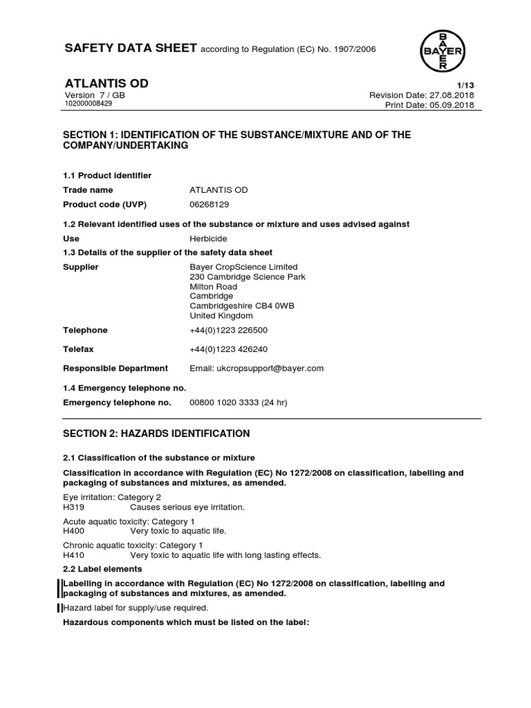 Safety Data Sheet: Section 1: Identification of The Substance/Mixture ...