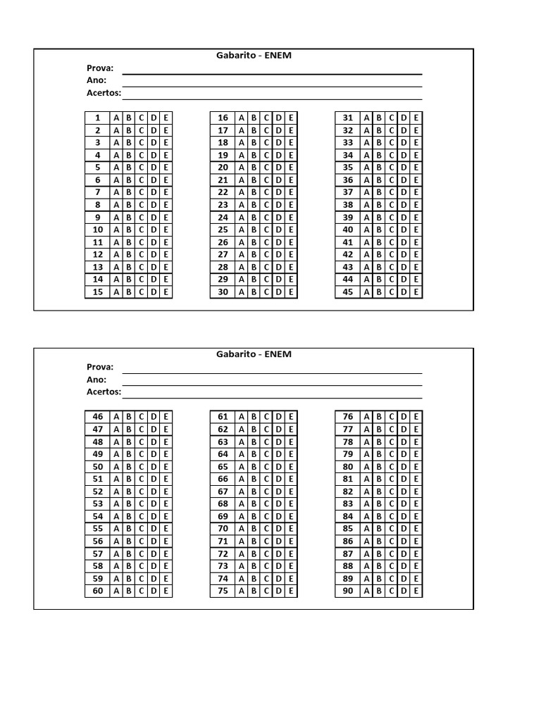 Gabarito - Modelo | PDF