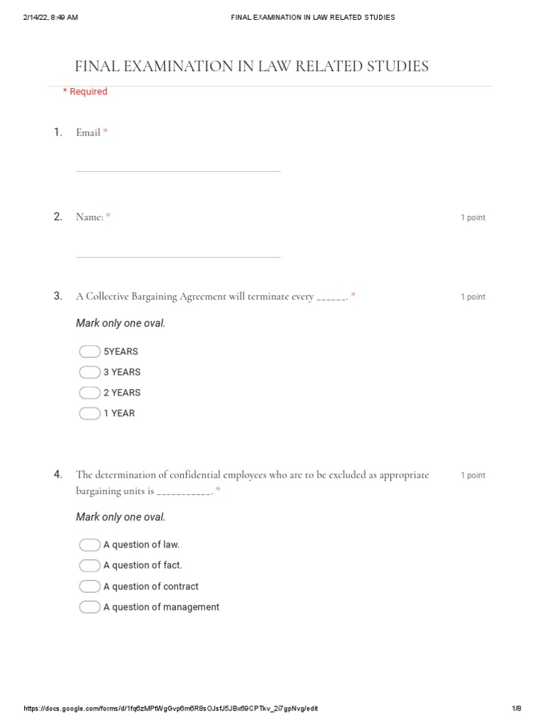 Law Related Studies Final Exam | PDF | Employment | Overtime