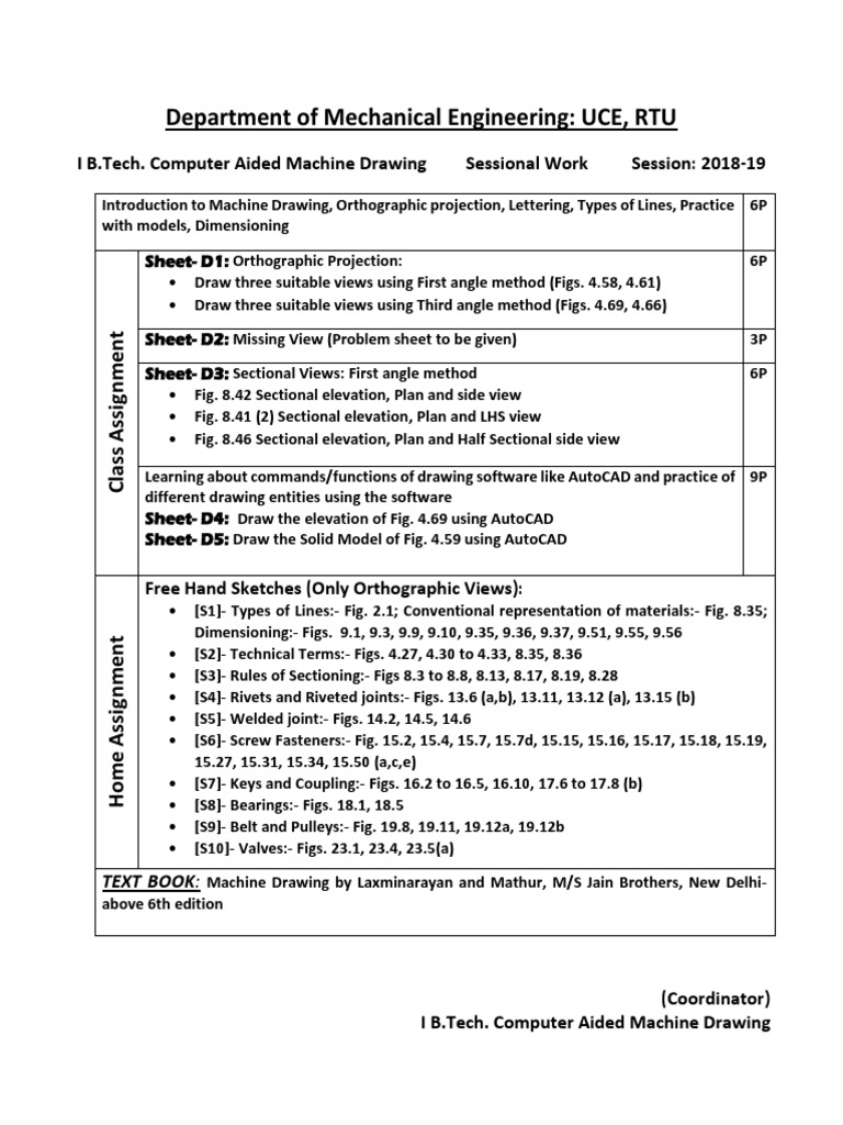 Machine Drawing Problem Sheet | PDF | Machines | Mechanical Engineering