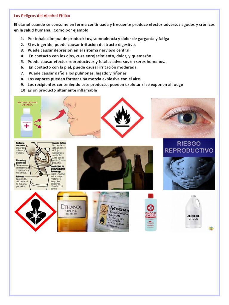 Los Peligros Del Alcohol Etílico | PDF | Etanol | Química