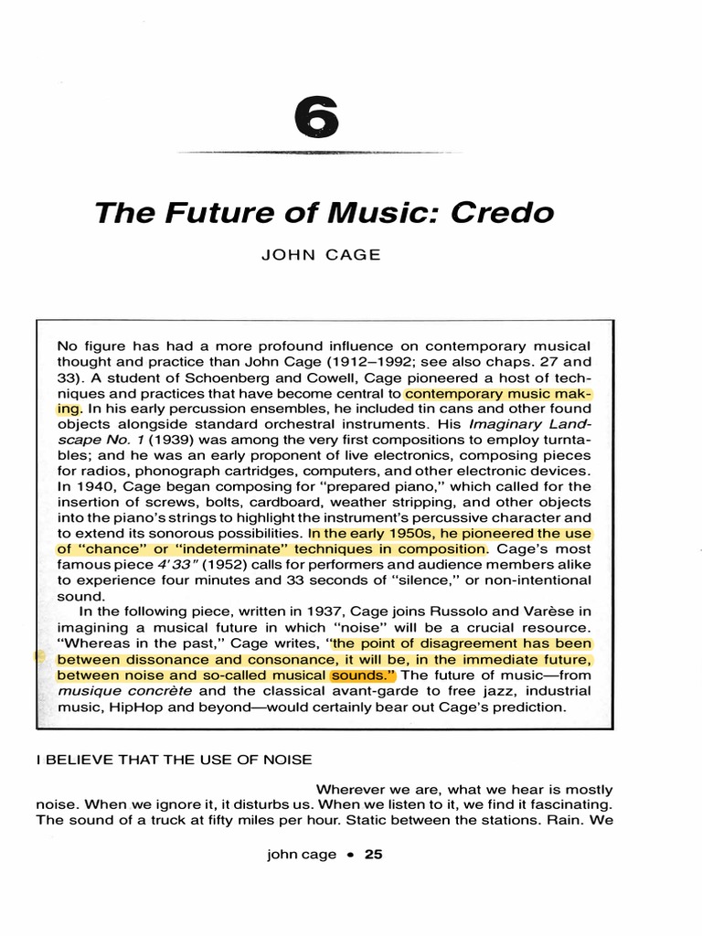 Cage, John (1937) - The Future of Music Credo - Ensayo | PDF