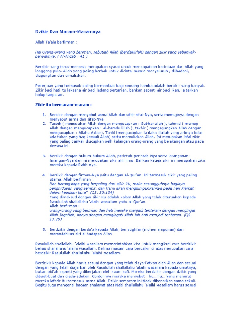 Dzikir Dan Macam | PDF
