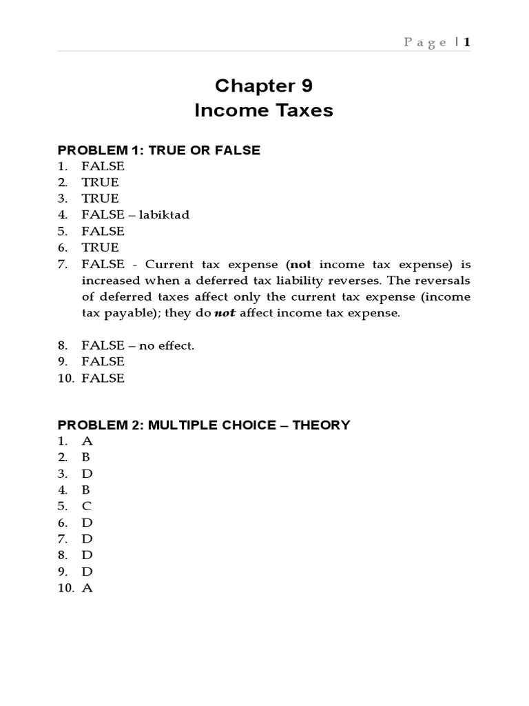 Sol. Man. Chapter 9 Income Taxes 2021 | PDF | Tax Expense | Deferred Tax