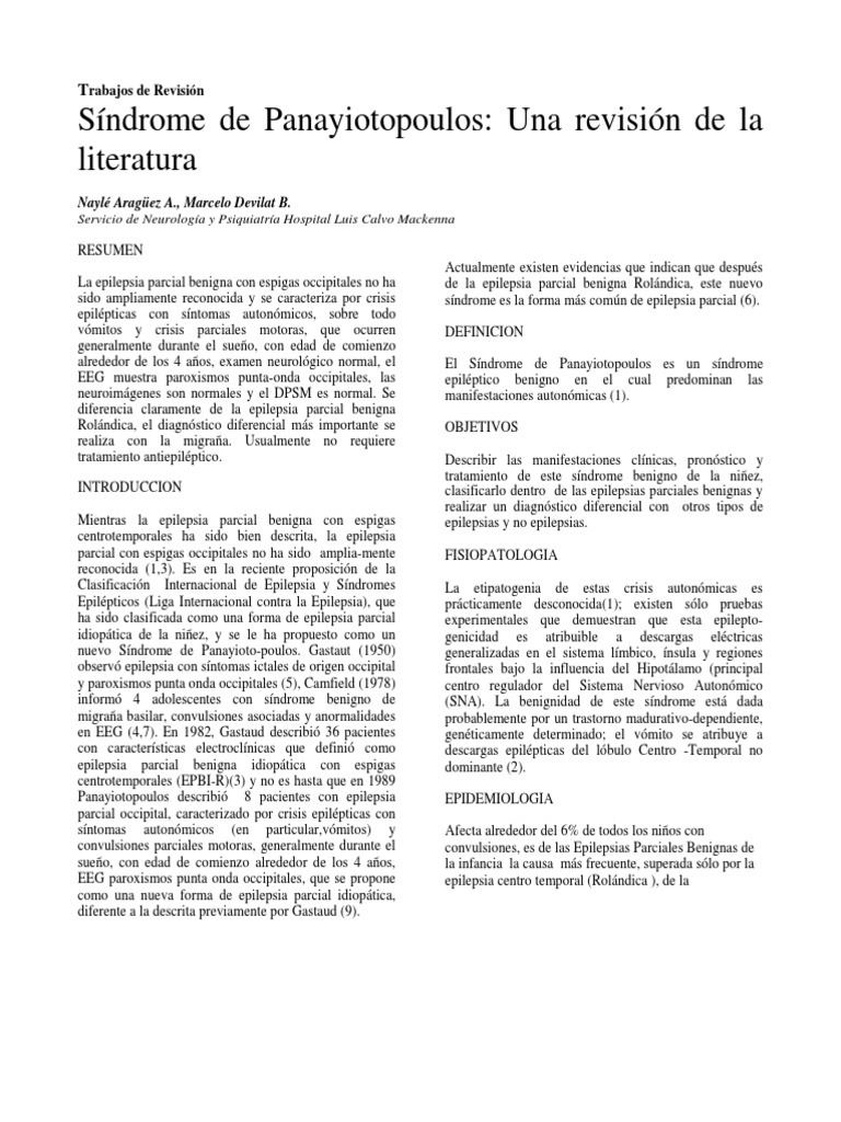 Síndrome de Panayiotopoulos. Una Revisión | Descargar gratis PDF ...