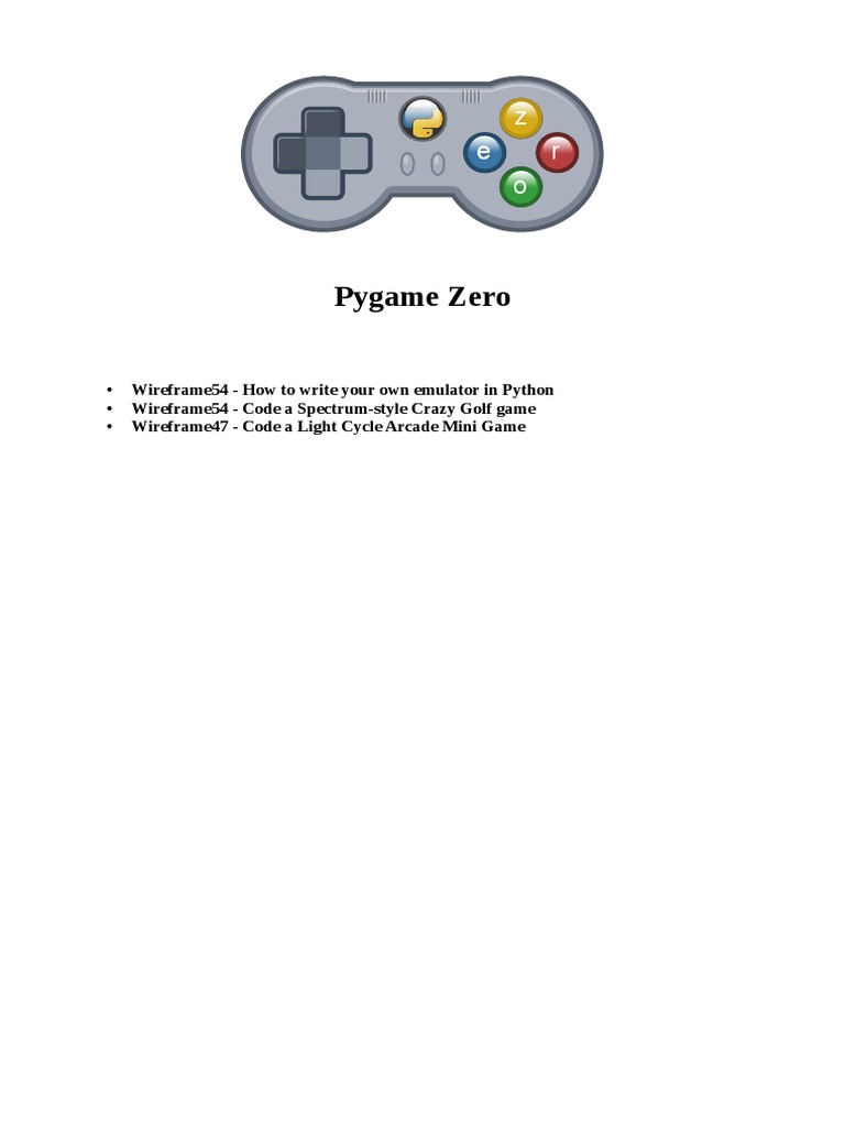 Pygame Zero: e e R Z o | PDF | Computing | Office Equipment