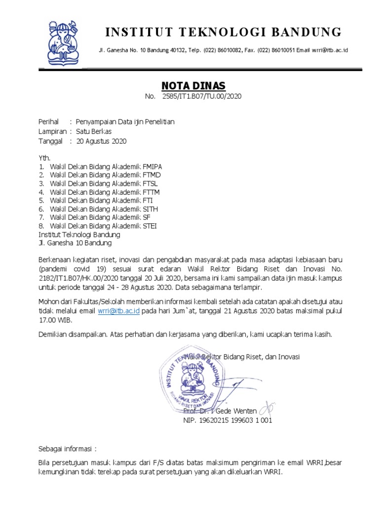 Nota Dinas F S Dan Lampiran | PDF