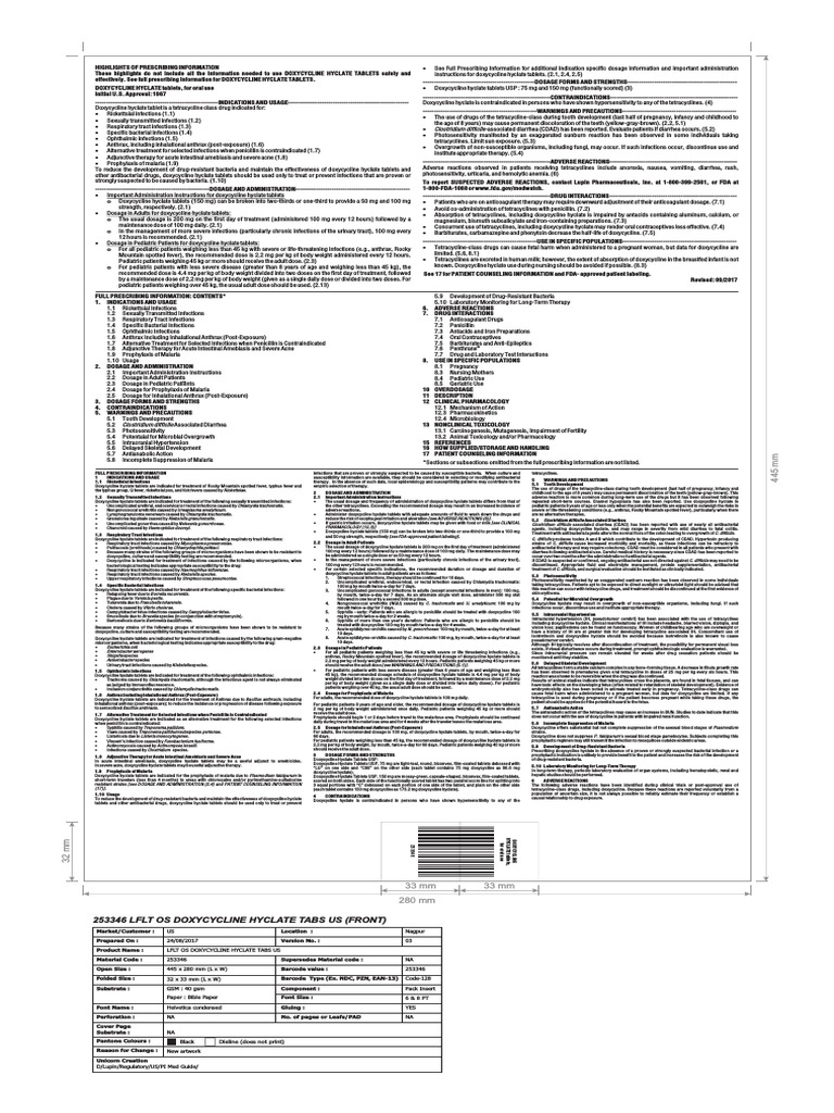 Doxycycline Hydrochloride Prescribing Information | PDF | Chemistry ...