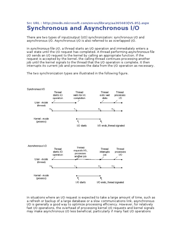 Synchronous and Asynchronous I-O | PDF | Input/Output | Thread (Computing)