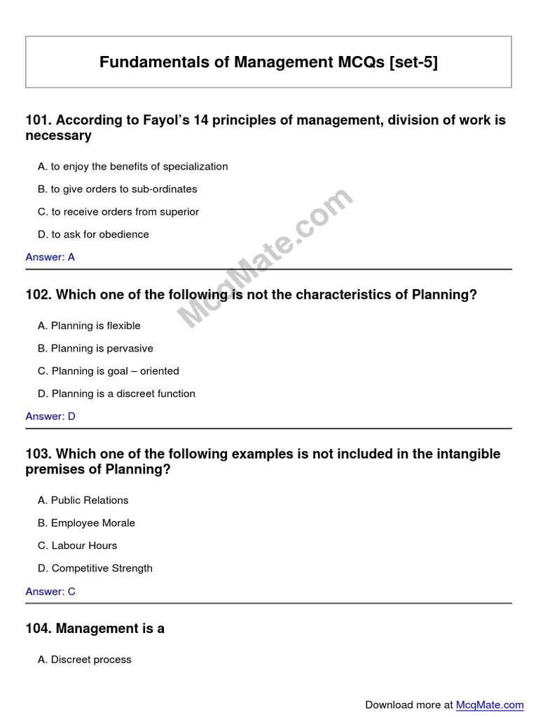 Management MCQs Set 5 Insights | PDF | Cognitive Science | Psychology