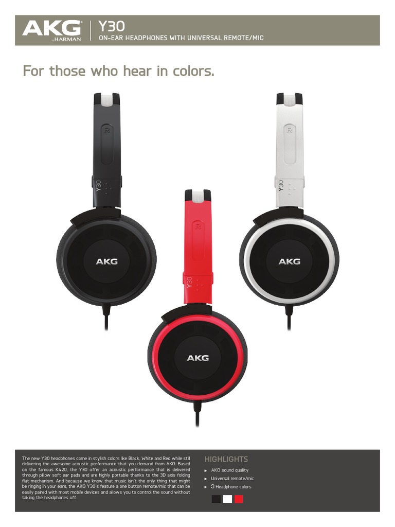 Specification Sheet - AKG Y30 (English) | PDF