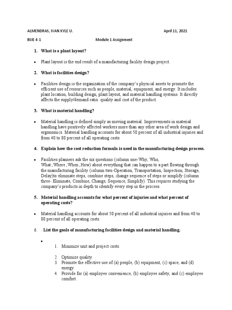 Module 1 Assignment in Facilities and Planning Design | PDF ...