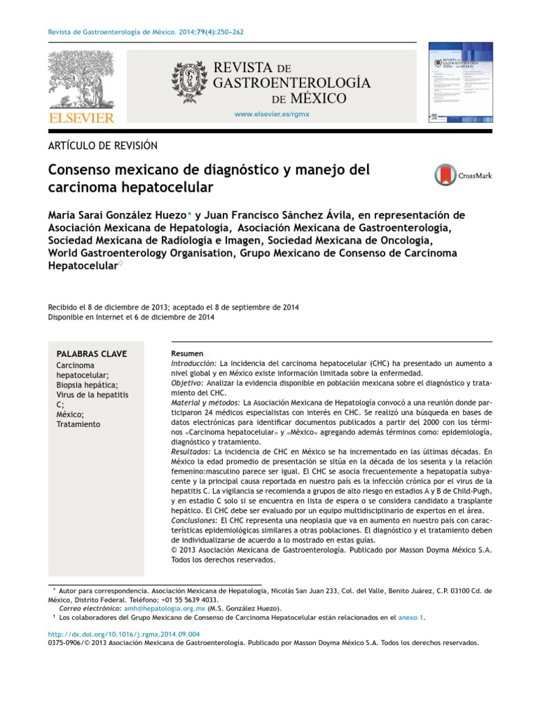 Consenso Mexicano de Diagnóstico y Manejo Del Carcinoma Hepatocelular ...