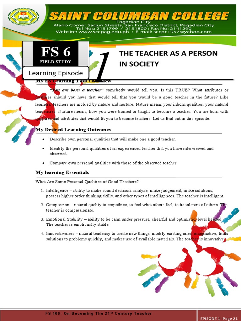 fs6 Ep1 | PDF | Teachers | Learning