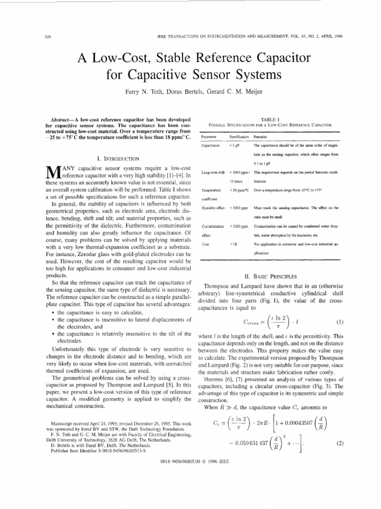 A Low-Cost Highly Stable Reference Capacitor For Capacitive Sensor ...