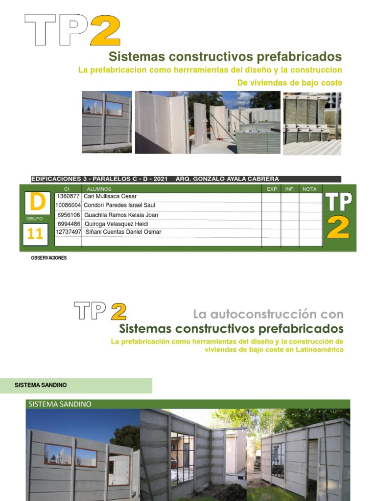 Tp2 g11 Sis. Constructivo Prefabricados | PDF | Hormigón | Materiales ...