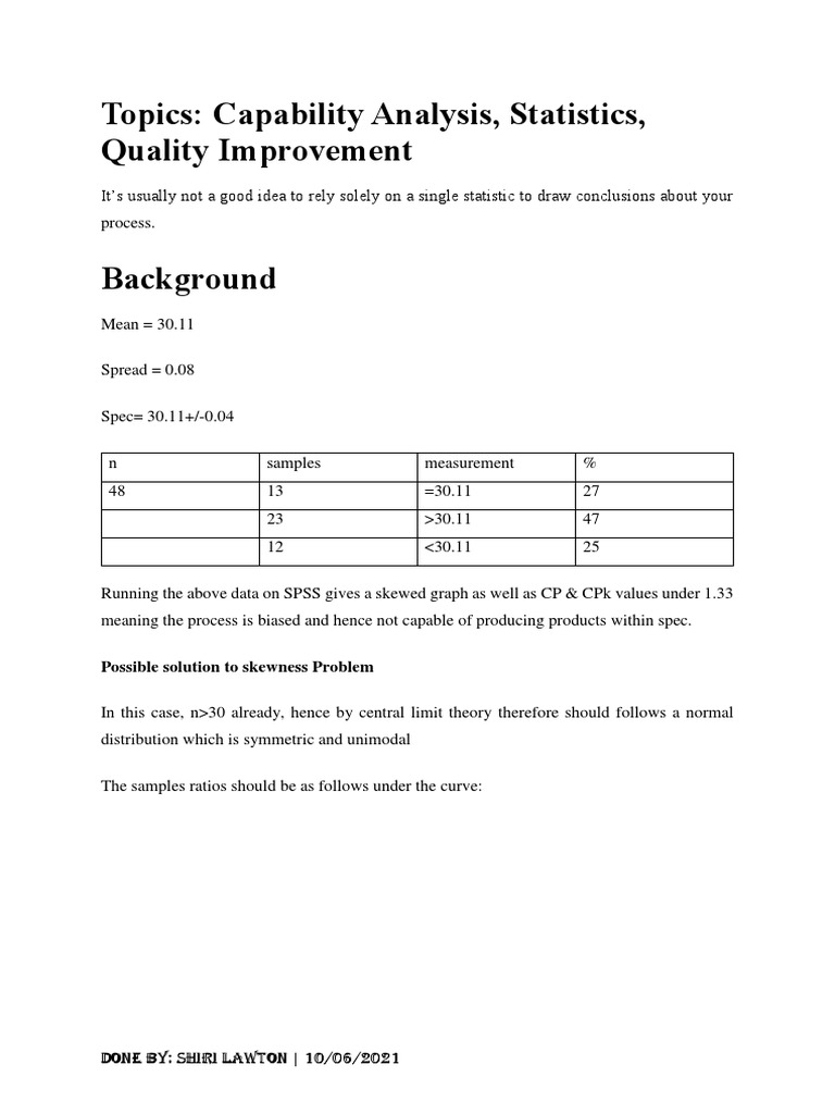 CP and CPK Solution | PDF | Skewness | Standard Deviation