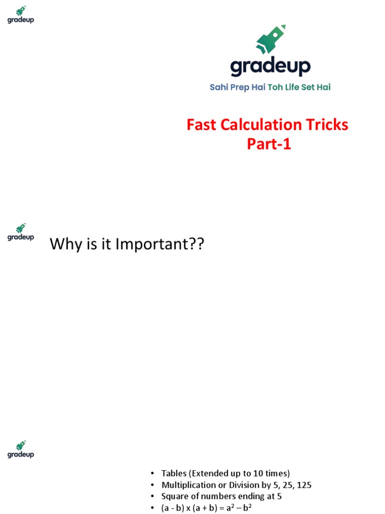 Fast-Calculations Aptitude Tricks | PDF | Multiplication | Mathematical ...