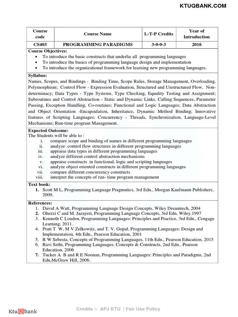 CS403 Programming Paradigms | PDF | Programming Language | Scope ... CS403 Programming Paradigms | PDF | Programming Language | Scope ...