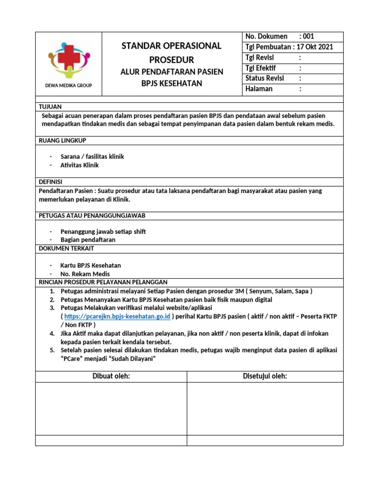 SOP PENDAFTARAN BPJS (1) - Dikonversi | PDF