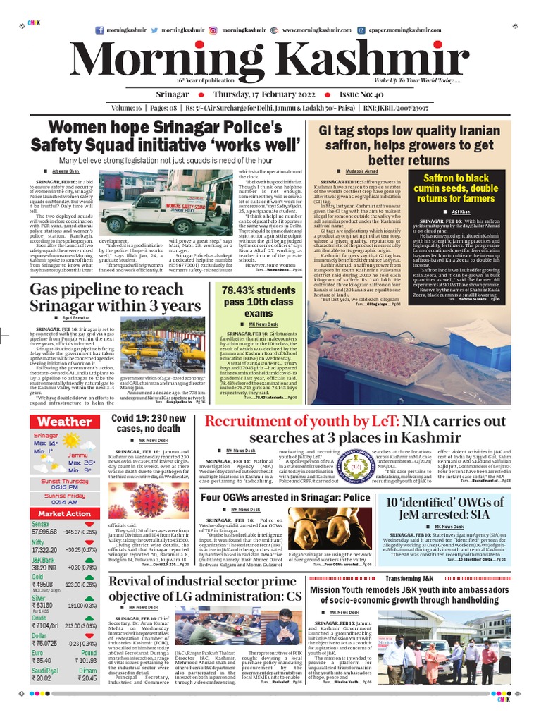 Epaper Morning Kashmir 17-02-2022 | PDF