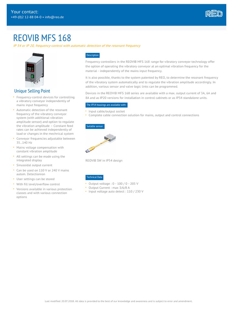 Reovib Mfs 168: Unique Selling Point | PDF | Mains Electricity | Electrical Engineering