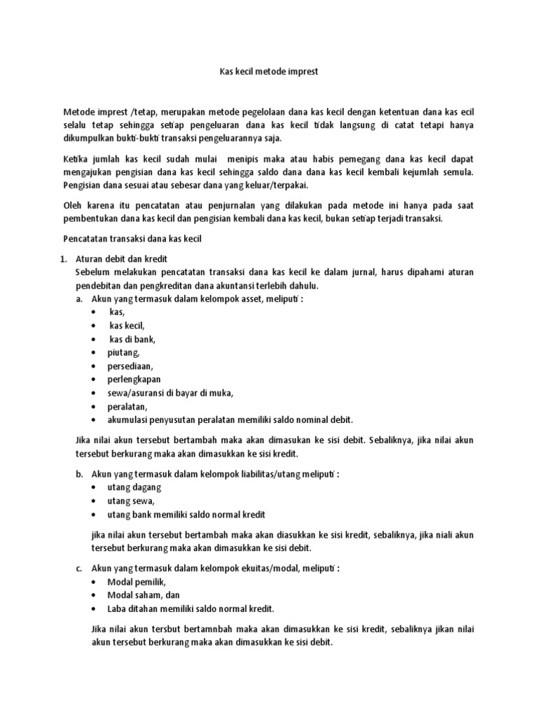 Kas Kecil Metode Imprest | PDF