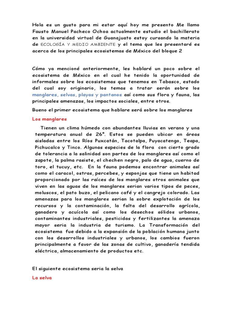 Ecosistemas de Tabasco | PDF | Selva | Ecosistema