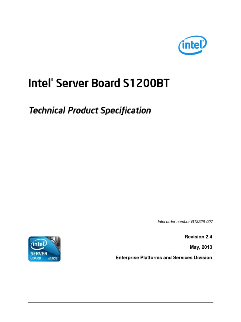 Intel Server Board S1200BT: Technical Product Specification | PDF ...