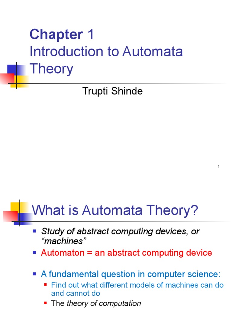Introduction To Automata Theory: Trupti Shinde | PDF | Automata Theory | String (Computer Science)