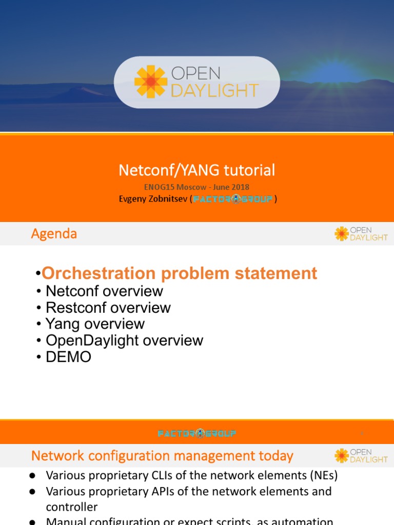 Netconf/YANG Tutorial: Evgeny Zobnitsev | PDF | Software Development | Network Architecture