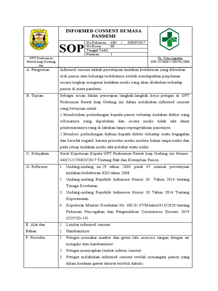 Sop Informed Consent | PDF