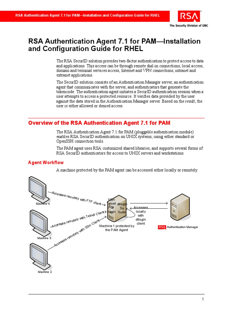 RSA Authentication Agent 7.1 For PAM-Installation and Configuration Guide For RHEL | PDF ...
