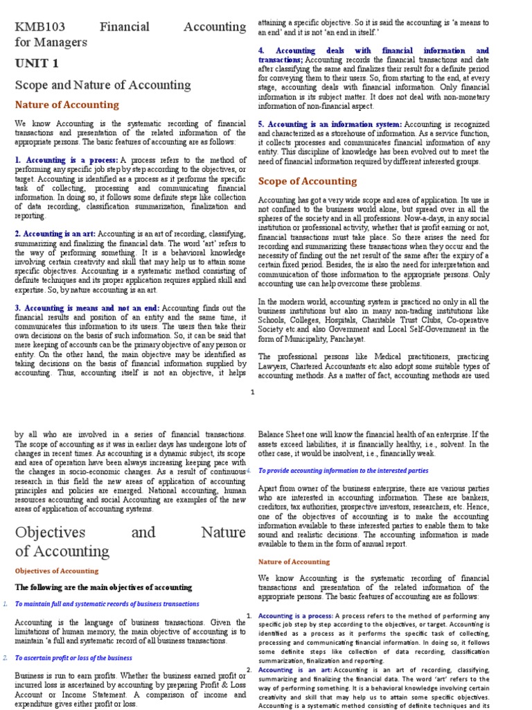 KMBN 103 Financial Accounting For Managers | PDF | Bookkeeping | Debits ...