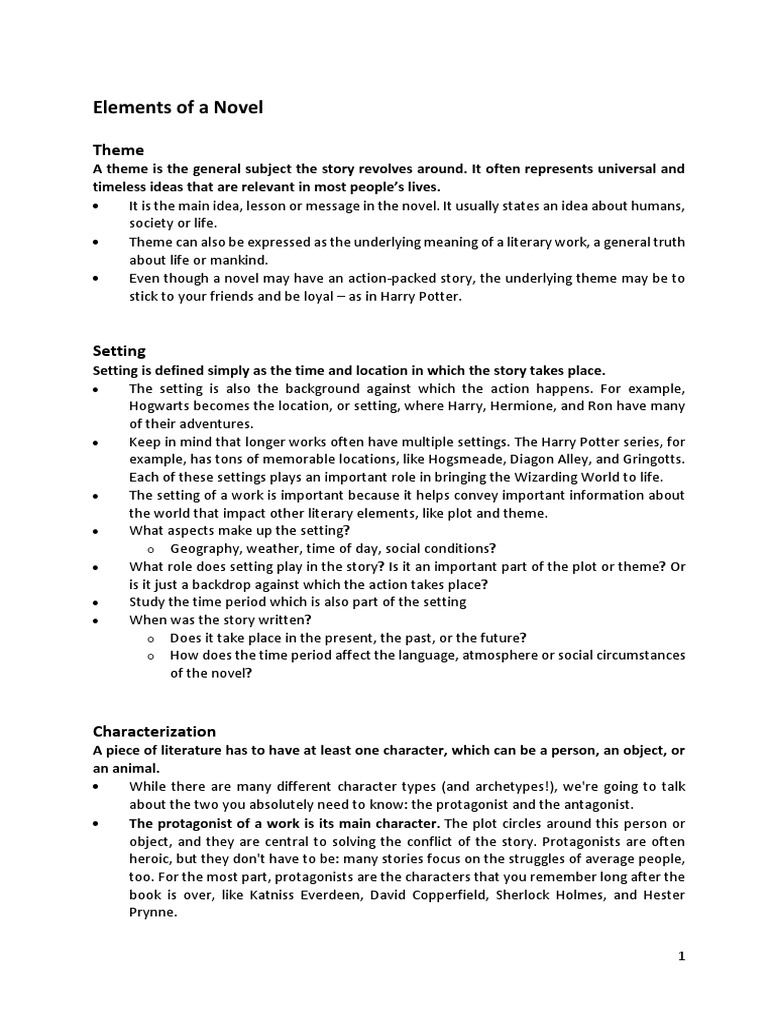 Elements of A Novel | PDF | Narration | Plot (Narrative)