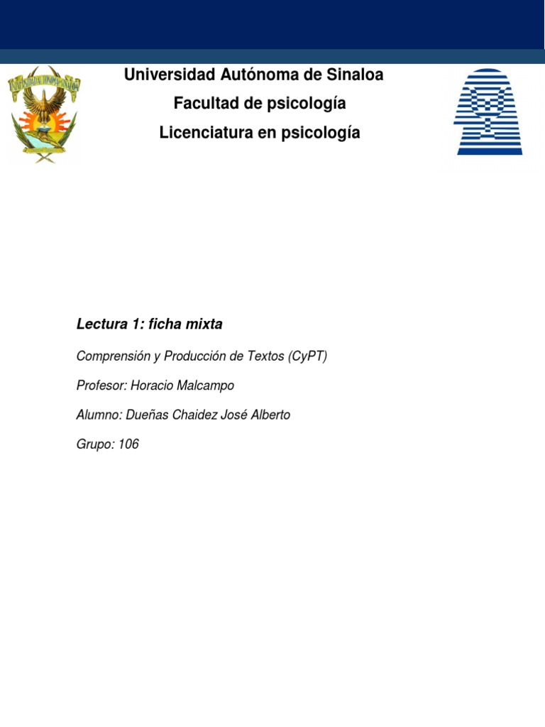 Lectura 1 Ficha Mixta | PDF | Ensayos | Cognición