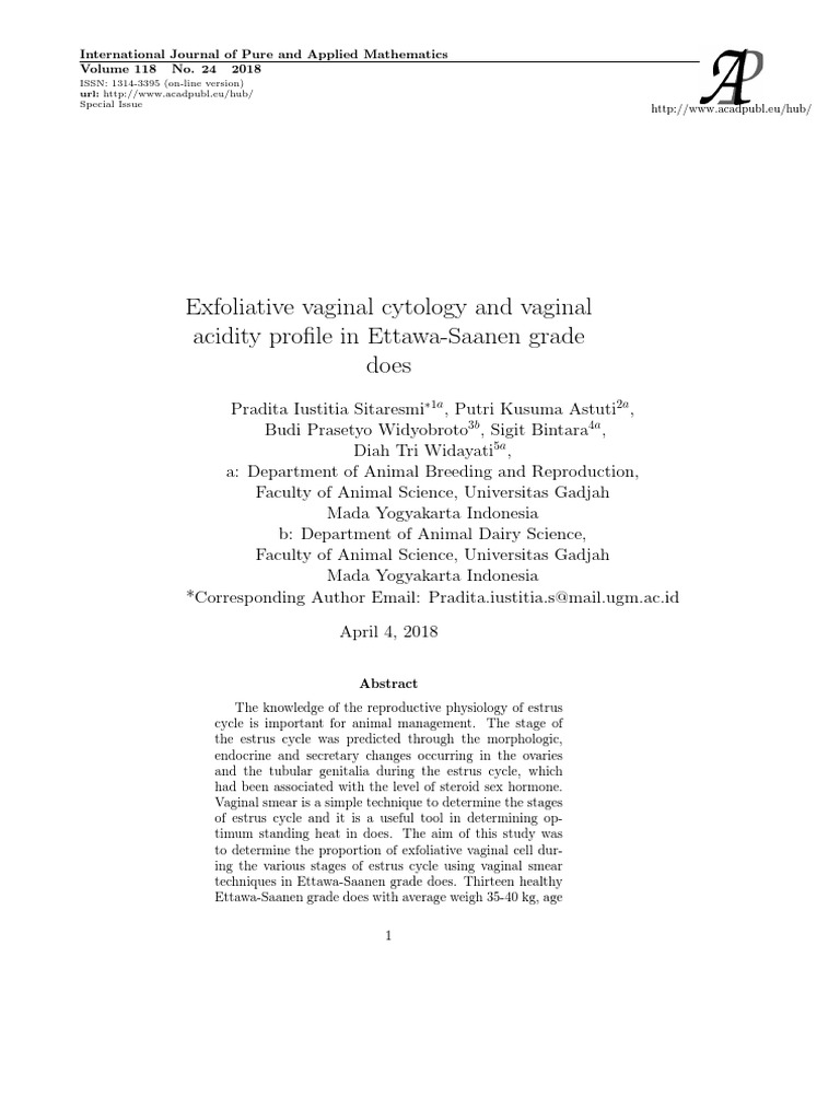 Exfoliative Vaginal Cytology and Vaginal Acidity Profile in Ettawa ...