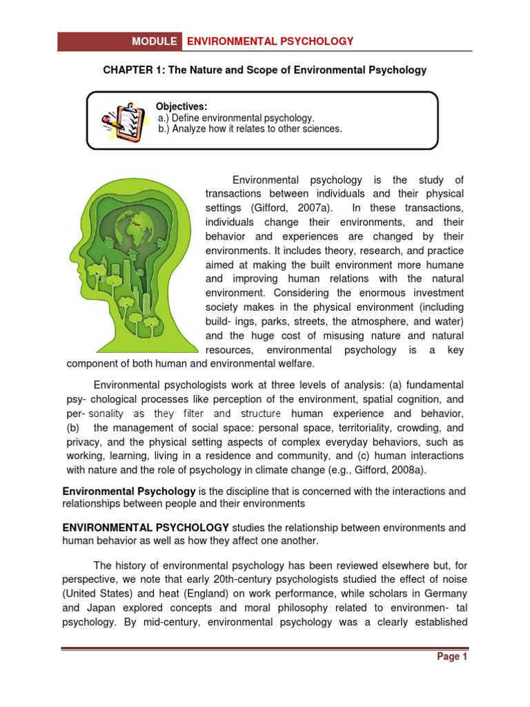 CHAPTER 1-The Nature and Scope of Environmental Psychology | PDF ...