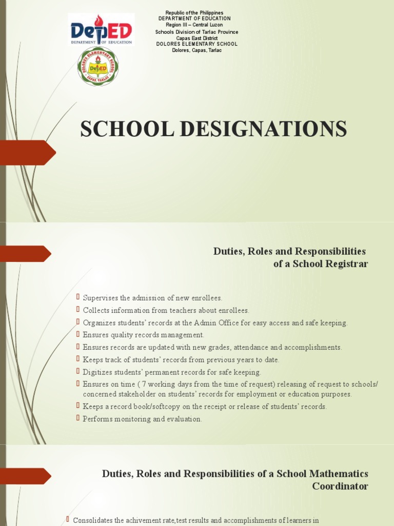 School Designations: Department of Education Schools Division of Tarlac ...