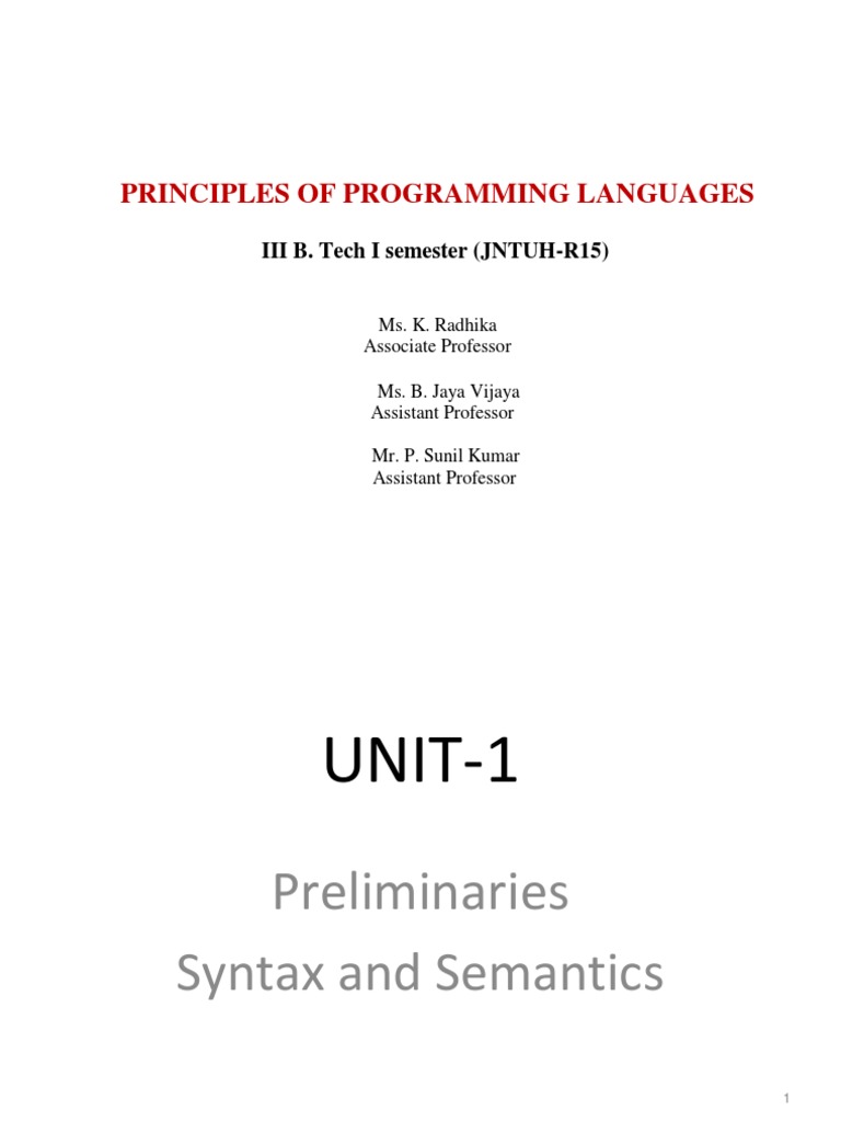 PPL PPT - 1 | PDF | Programming Language | Computer Programming