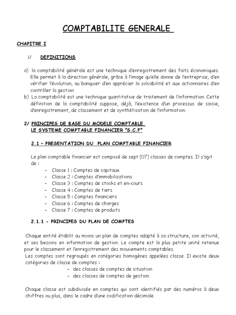 Plan Comptable SCF en Algérie | PDF