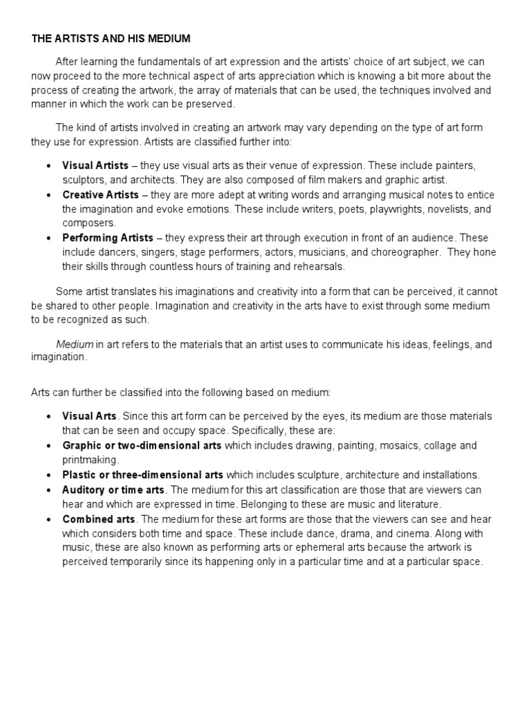 Art Mediums and Techniques Guide | PDF | Dances | Acrylic Paint