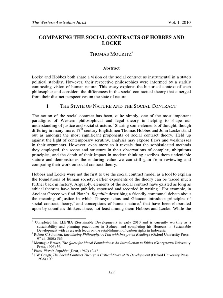 Comparing The Social Contracts of Hobbes and Locke | PDF | Social ...