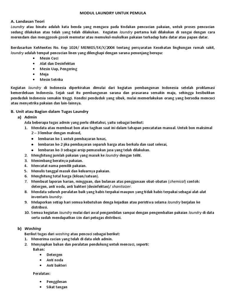 Modul Laundry Untuk Pemula | PDF