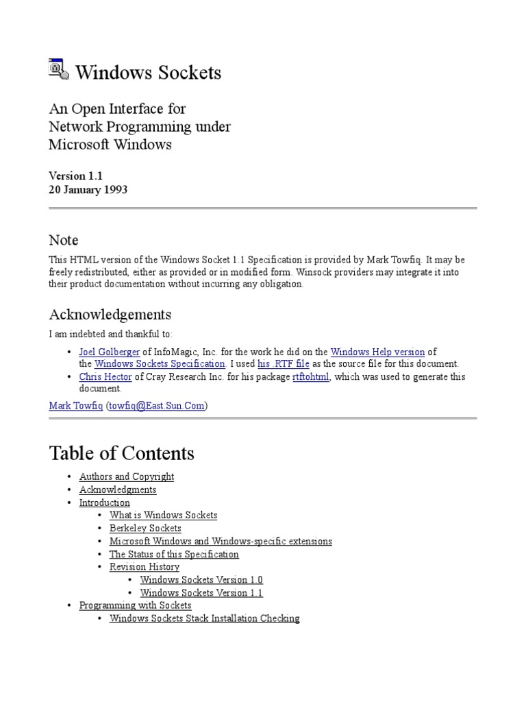 Windows Socket | PDF | Internet Protocol Suite | Port (Computer Networking)