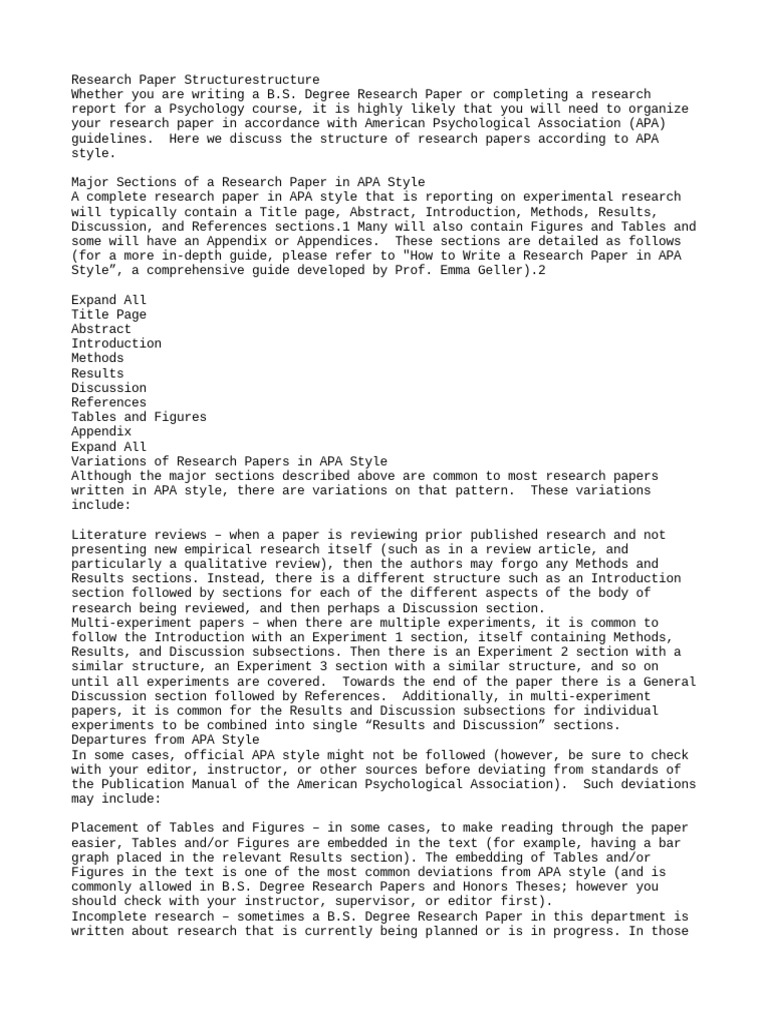 APA Research Paper Structure Guide | PDF | Apa Style | American ...